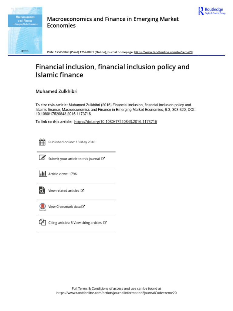 Financial Inclusion Financial Inclusion Policy and Islamic Finance ...