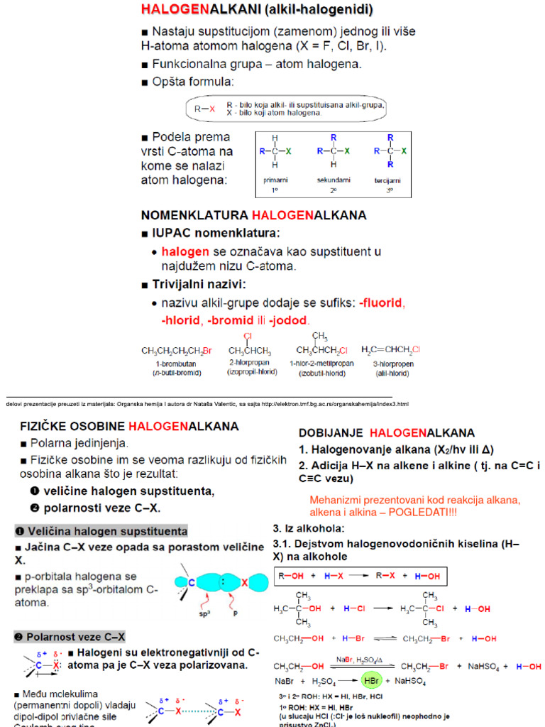 IV Predavanje Organska Hemija - Alkil Halogenidi, Stereohemija | PDF