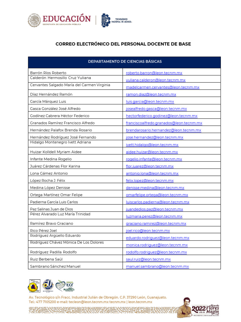 Directorio Docente Base | PDF