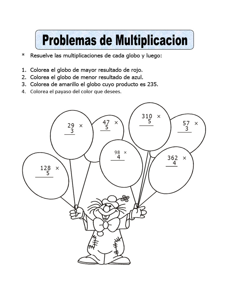 Ficha de Problemas de Multiplicacion | PDF