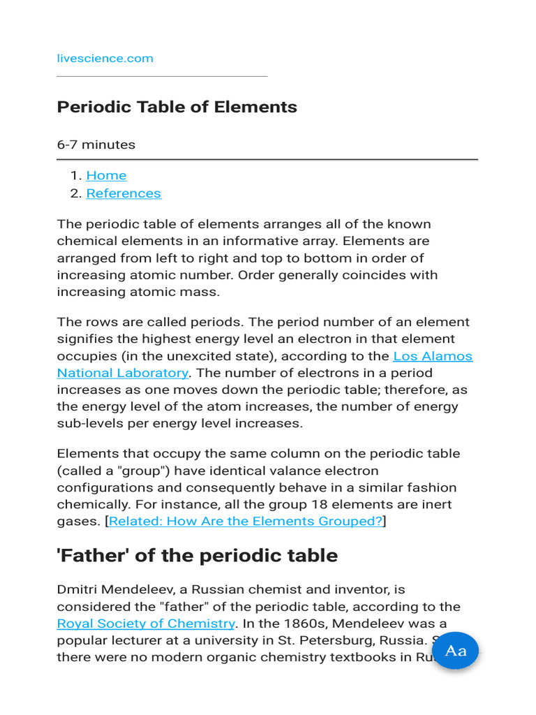 Periodic Table of Elements | Download Free PDF | Chemical Elements ...