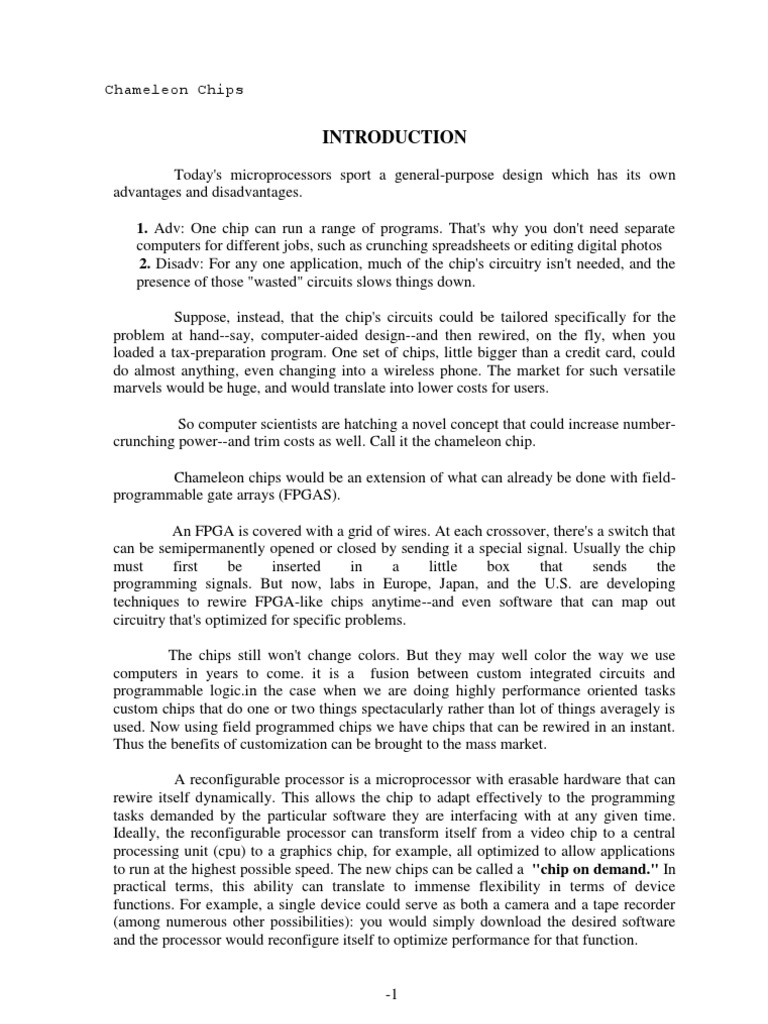 Chameleon Chips Full Report | PDF | Field Programmable Gate Array ...