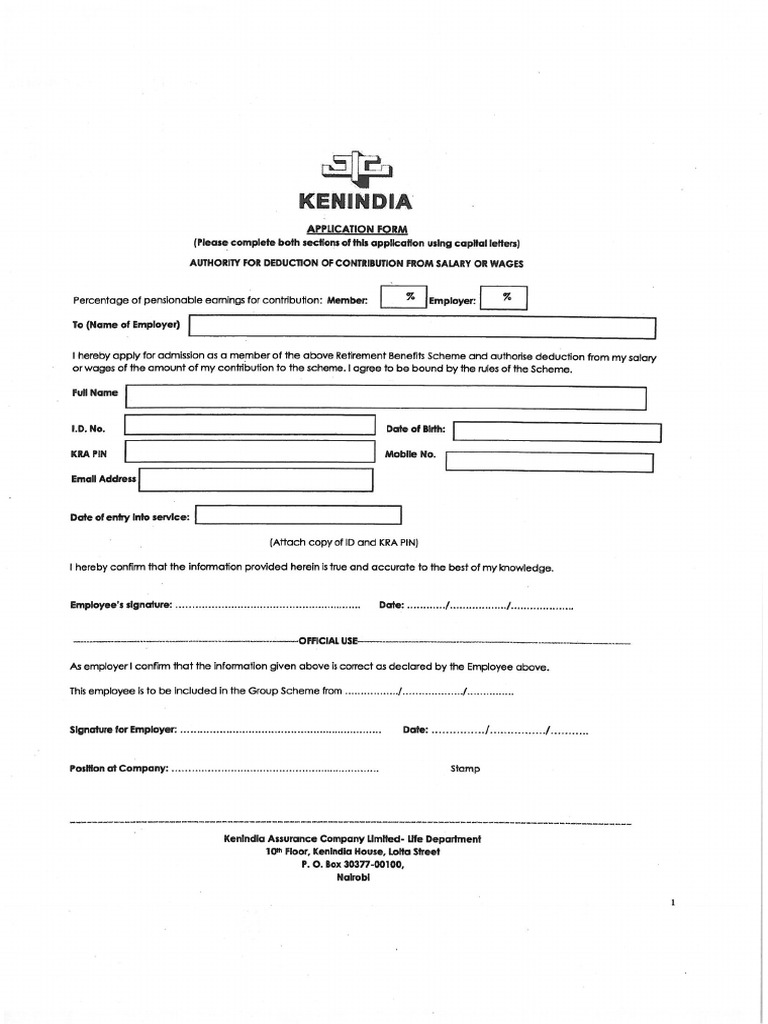 Kenindia Application Form-2 | PDF