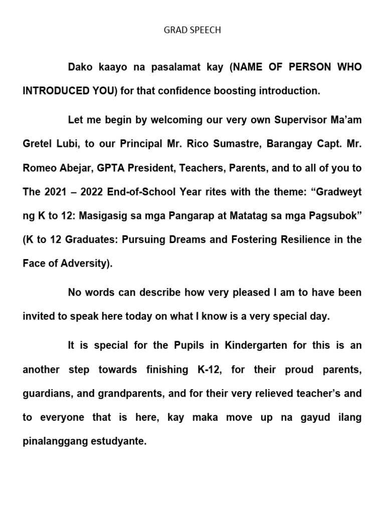 Graduation Speech | PDF