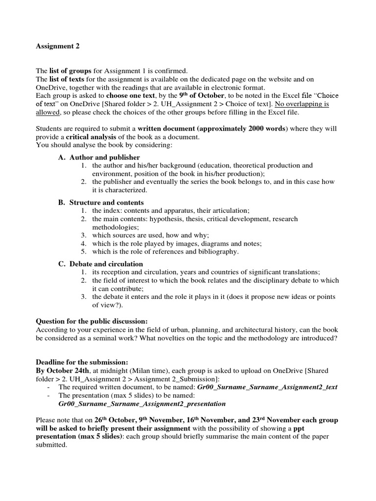 Assignment 2 - Instructions | PDF | Books