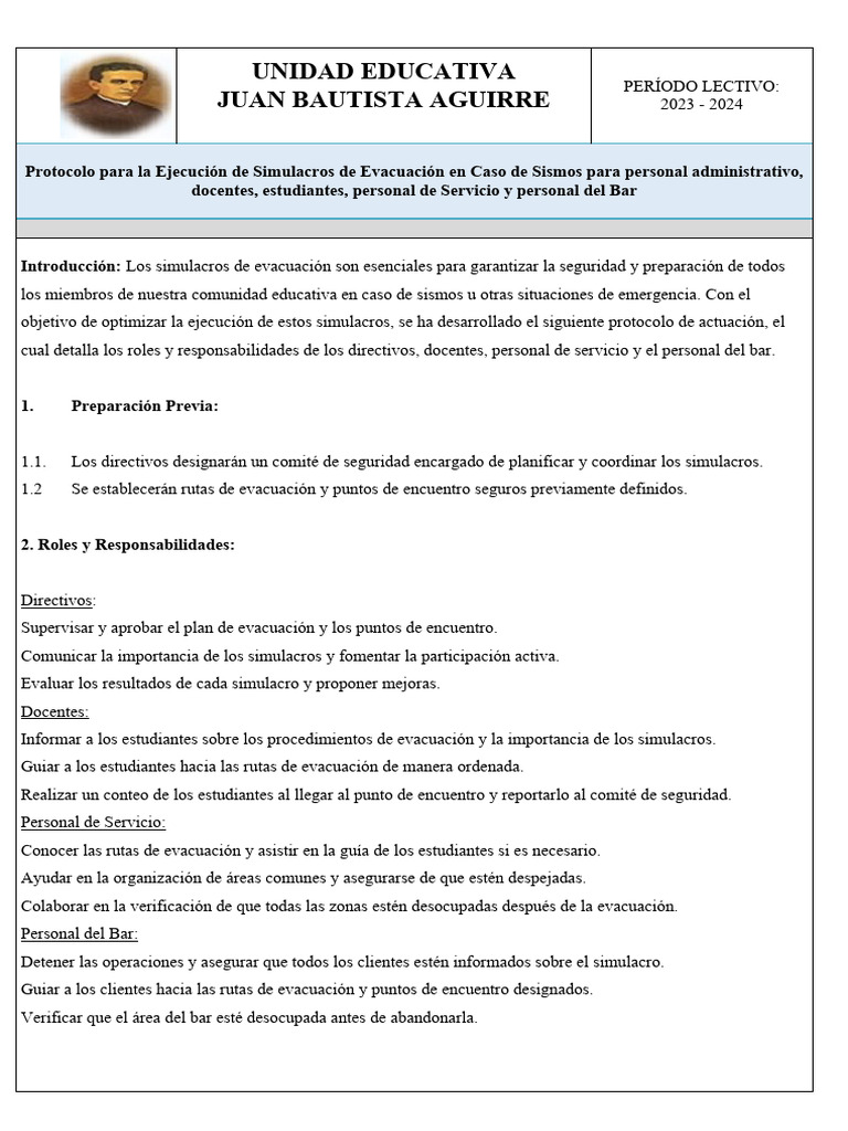 Protocolo Simulacro | PDF