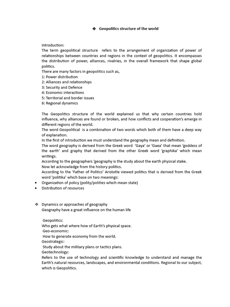 Global Geopolitical Structure Explained | PDF | Geopolitics