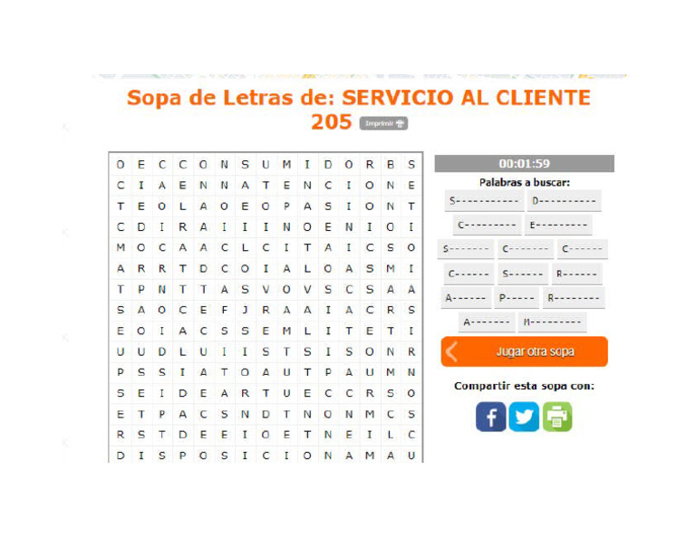 Sopa de Letras Servicio Al Cliente | PDF