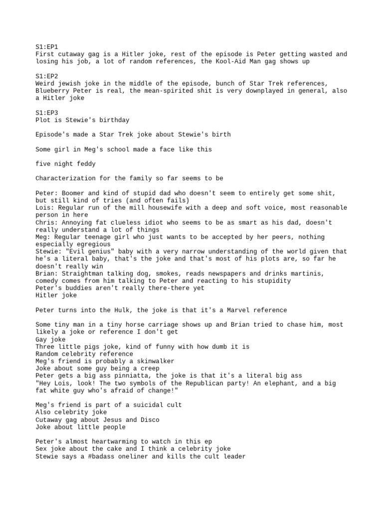 Family Guy Notes | PDF | Meg Griffin