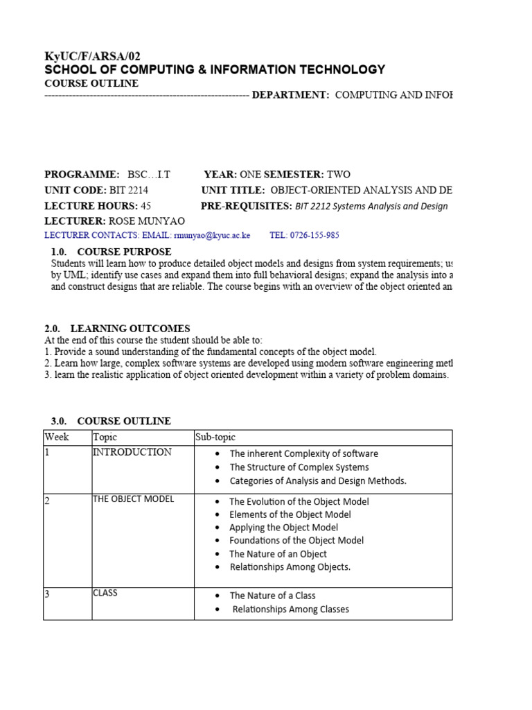Course Outline | PDF | Software Development | Systems Science