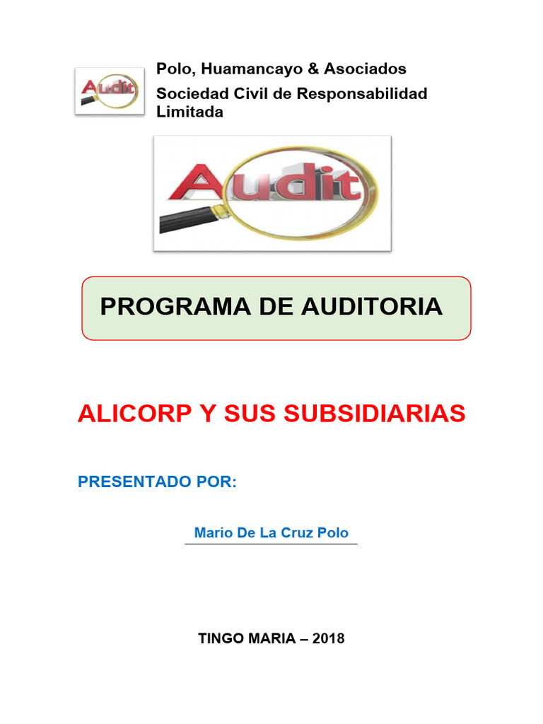 Programa de Auditoria | PDF | Auditoría | Contabilidad