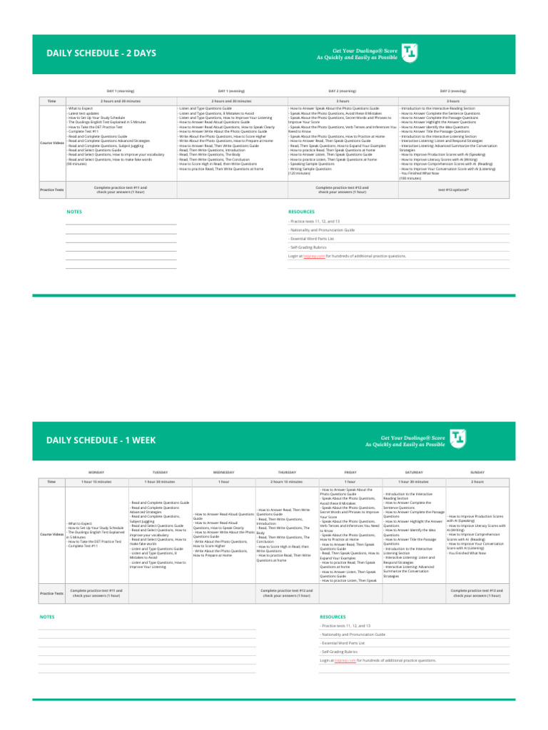 Success Course For The DET Study Plan | PDF | Reading Comprehension ...
