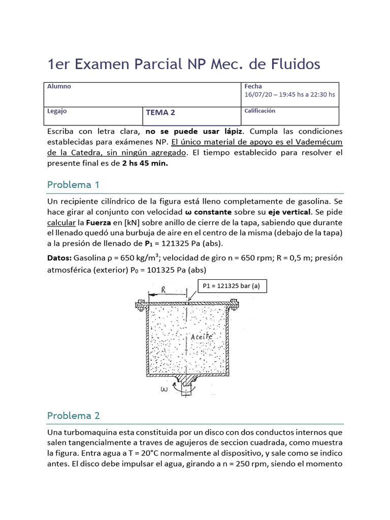 Parcial 16-07-20 MECFLU Tema 2 | PDF
