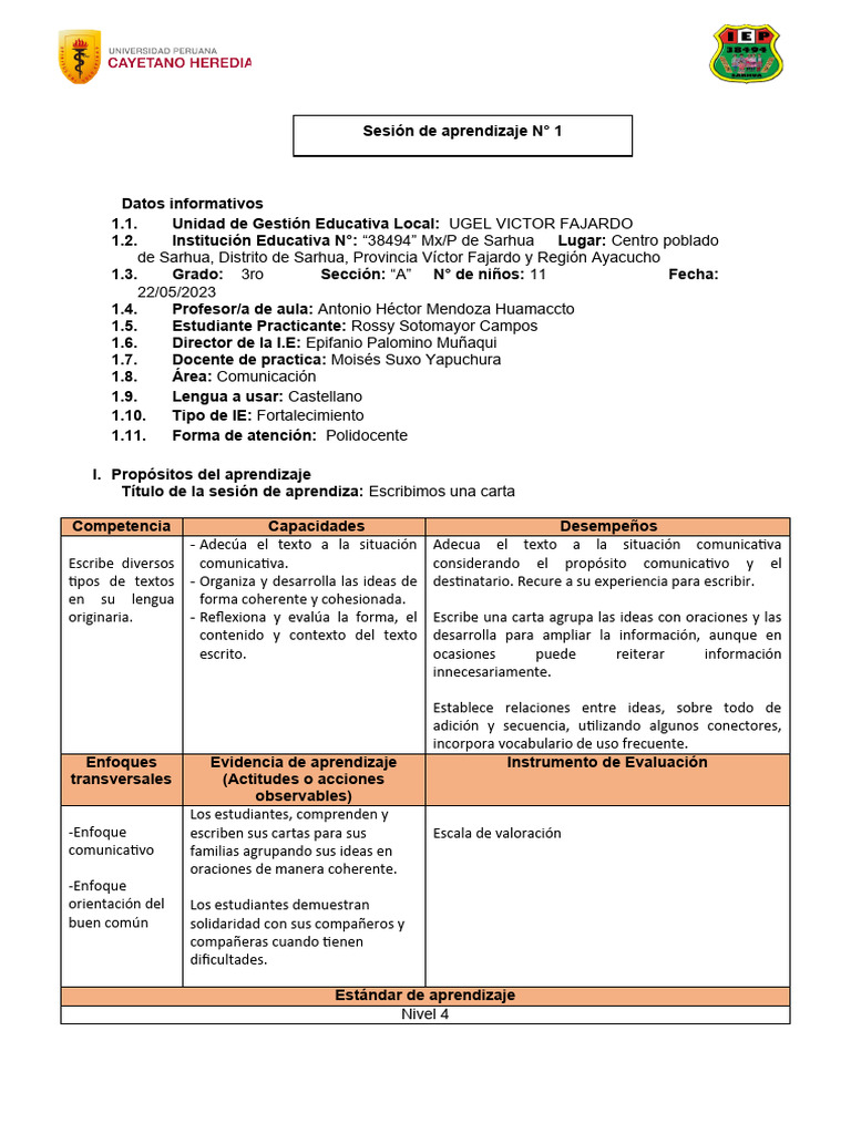 Sesión de Aprendizaje #1 Comunicación | PDF | Aprendizaje | Modificación de comportamiento