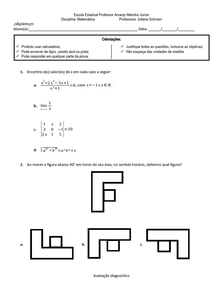 Prova WORD | PDF | Matemática
