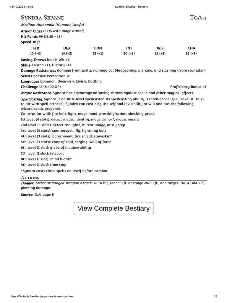 Syndra Silvane - 5etools | PDF