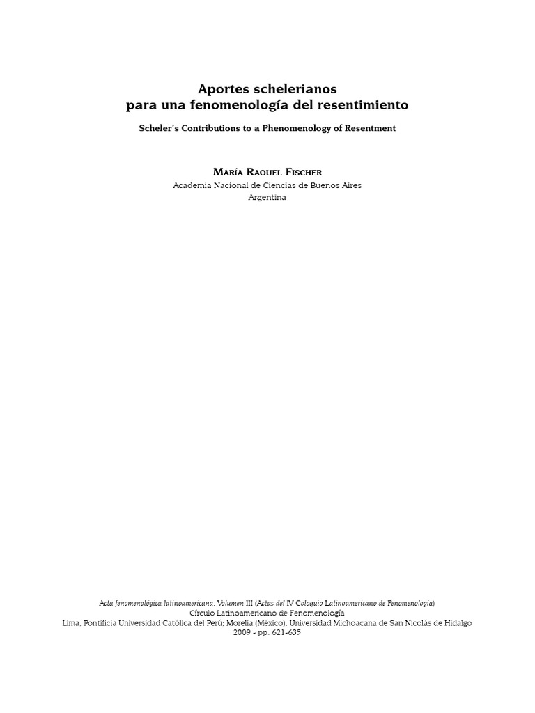 Aportes de Scheler al resentimiento ético | PDF