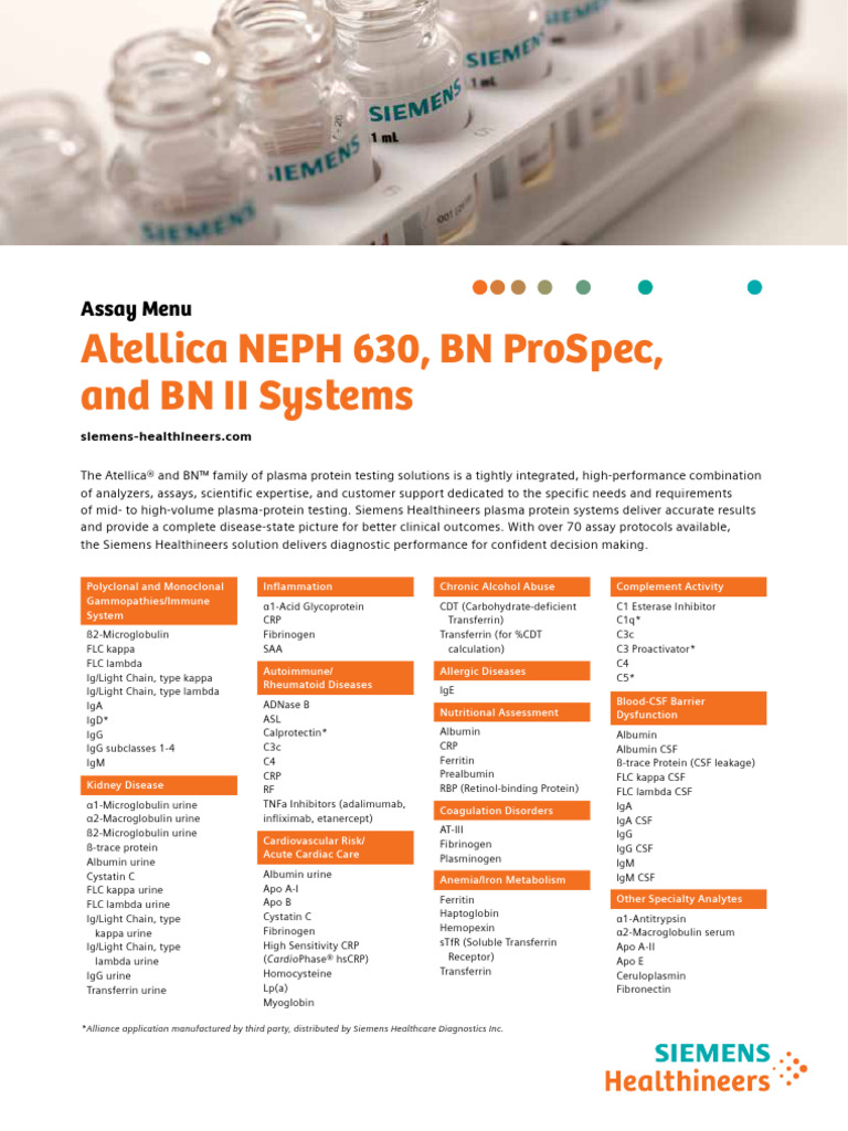 Siemens Healthineers Plasma Protein Assay Menu OUS | PDF ...