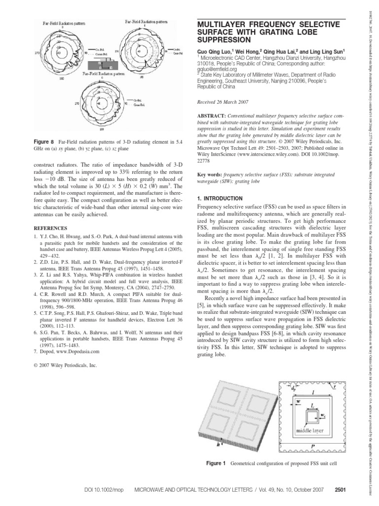 Micro Optical Tech Letters 2007 Luo Multilayer Frequency Selective Surface With Grating