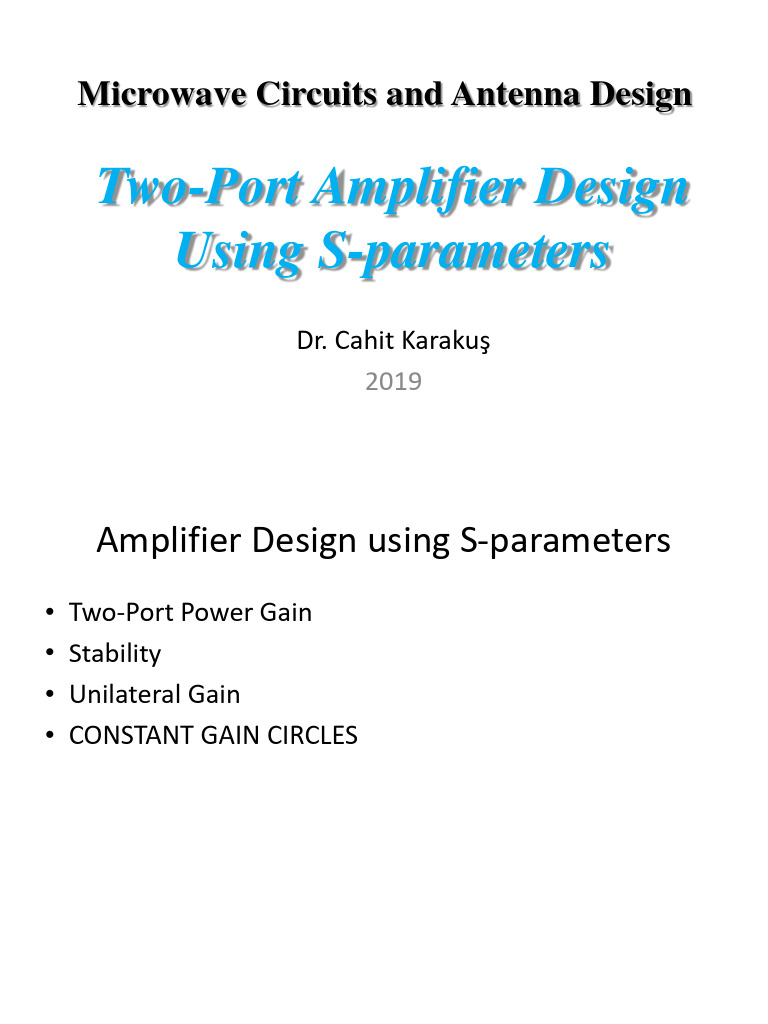 00 MicrowaveCircuits Ders-60 | PDF | Amplifier | Telecommunications Engineering