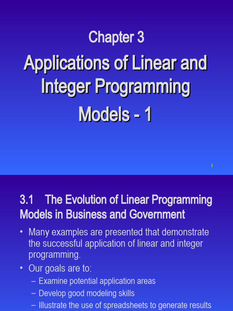 CH03 - 1 - LP Applications-1 | PDF | Gasoline | Linear Programming