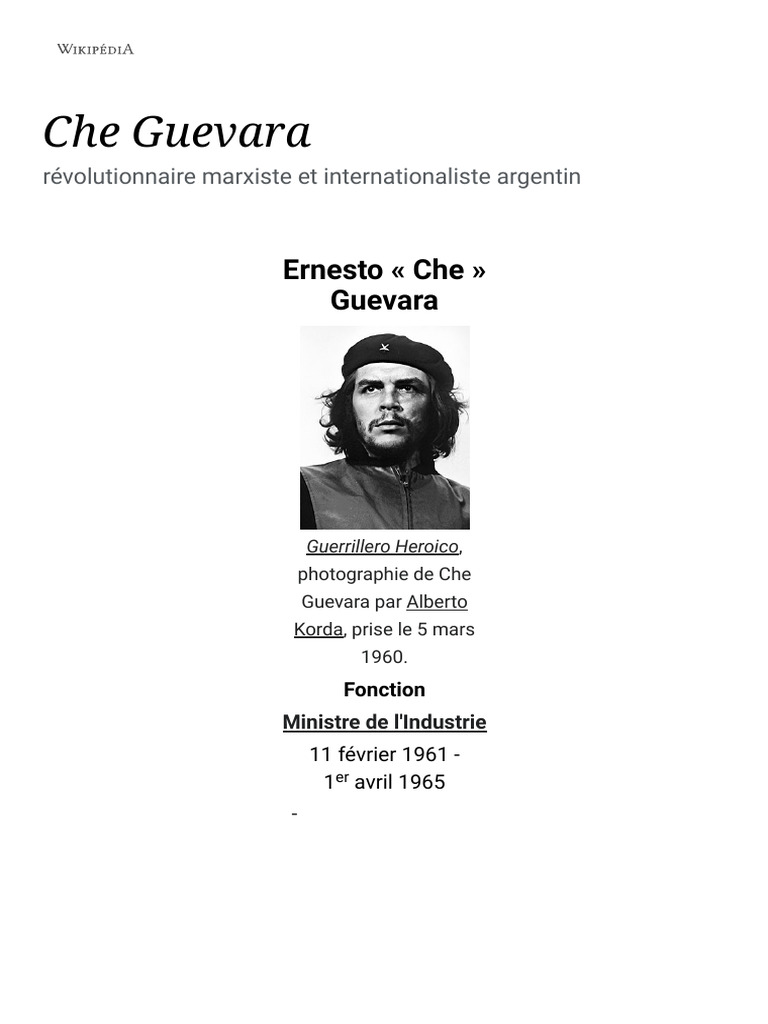 Che Guevara - Wikipédia | PDF | Che Guevara | Fidel Castro
