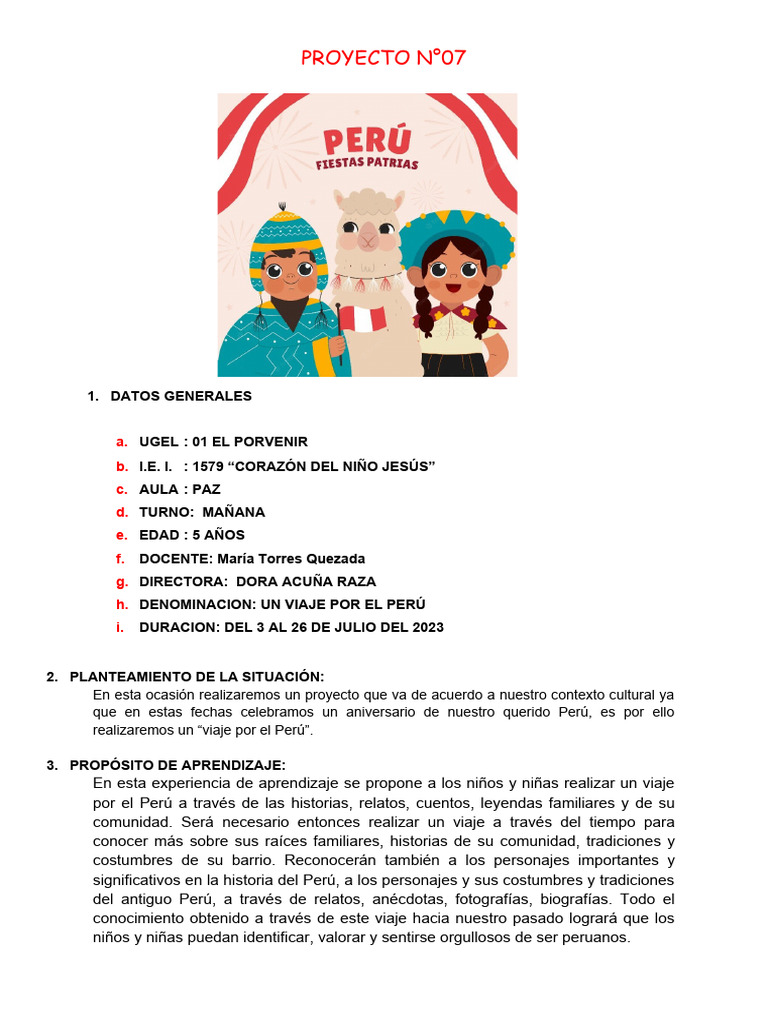 Proyecto 08 de Viaje Por El Perú Semana 01 - Miss Mary | PDF | Comunicación no verbal | Perú