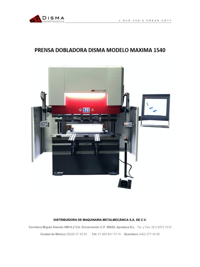 FT Disma Maxima 1540 | PDF | Control numerico | Vehículos