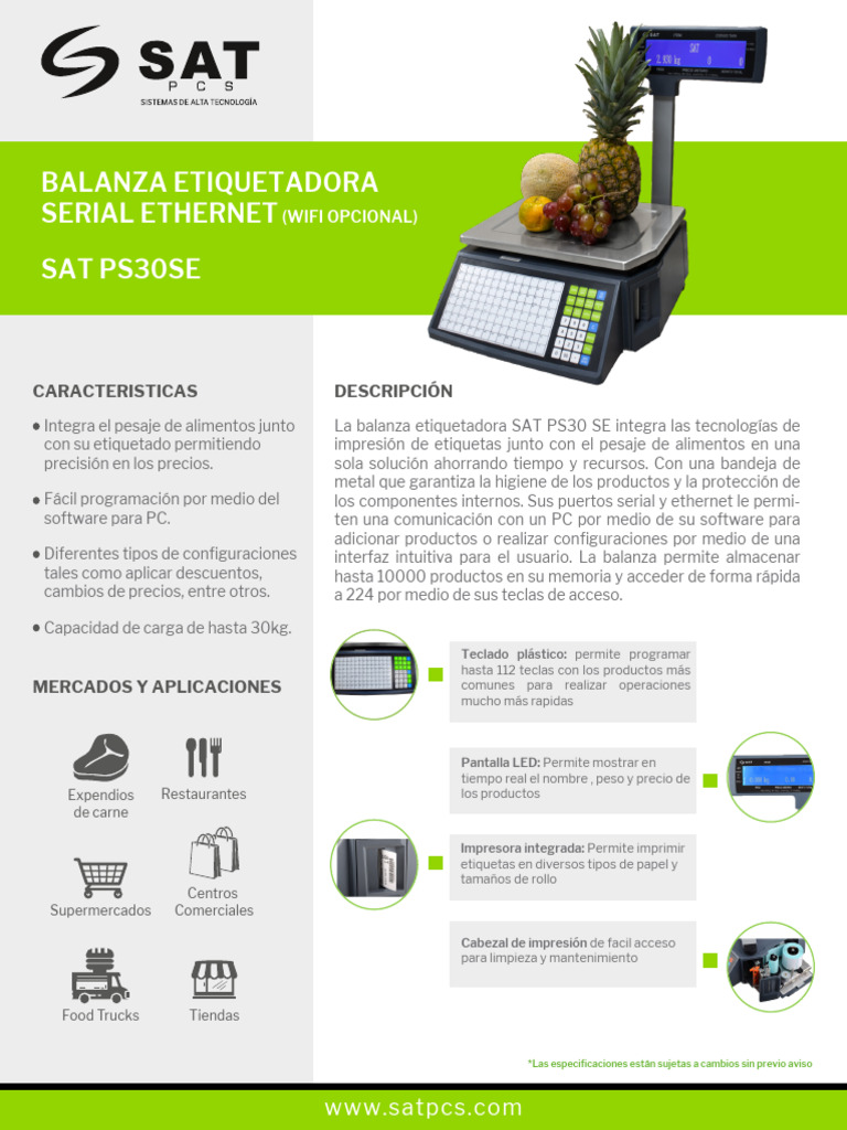 Balanza SAT PS30 SE | PDF | Impresora (Computación) | Informática
