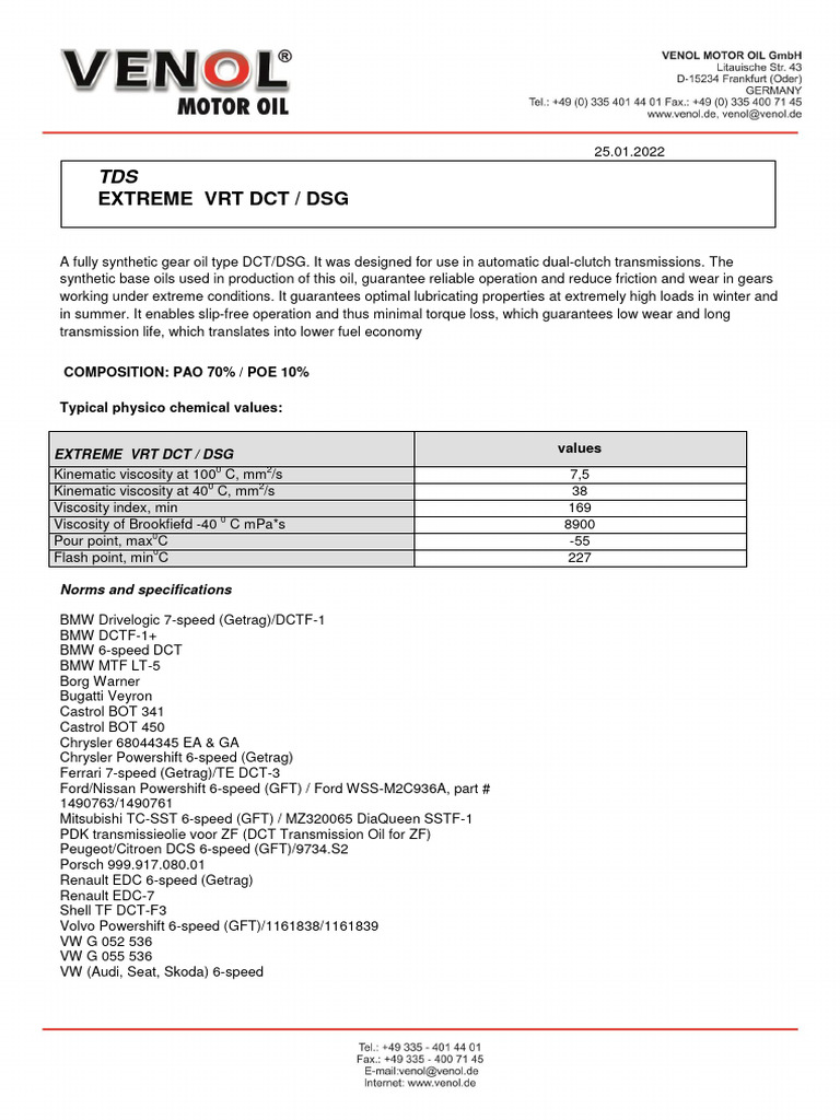 TDS Extreme VRT DCT-DSG | PDF