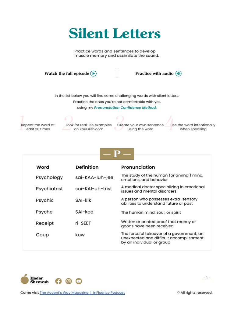 Silent Letters Practice and Exercises | PDF