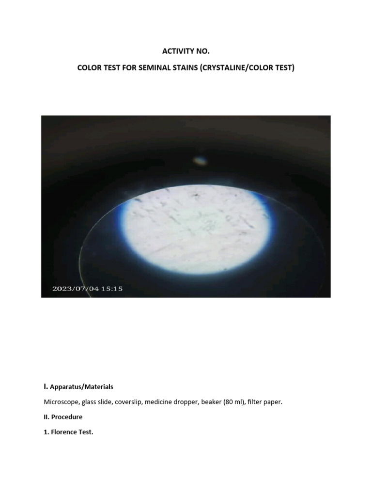 COLOR TEST FOR SEMINAL STAINS Done | PDF
