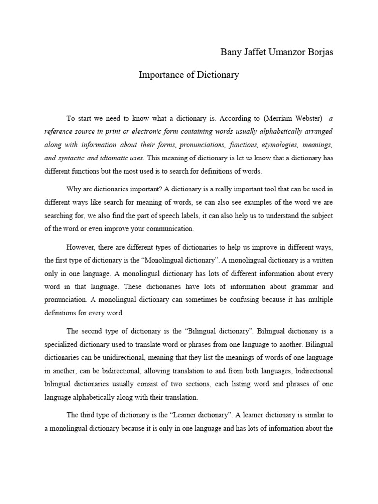 Essay Dictionary | PDF | Dictionary | Multilingualism