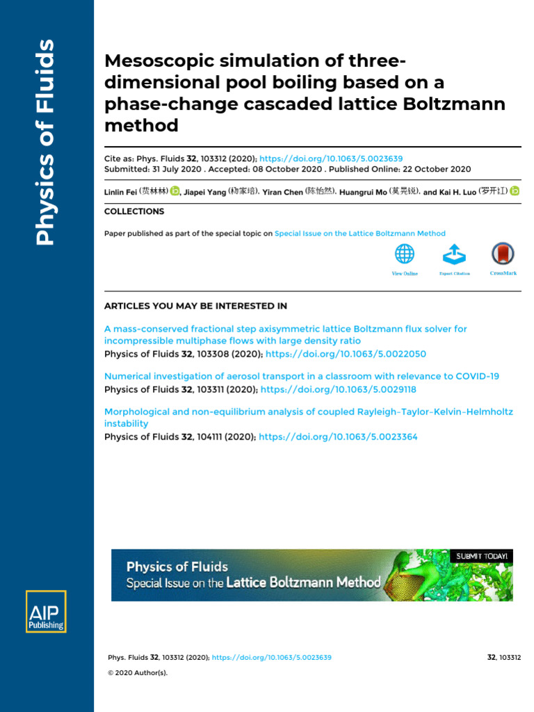 Mesoscopic Simulation of Three-Dimensional Pool Boiling Based On A ...