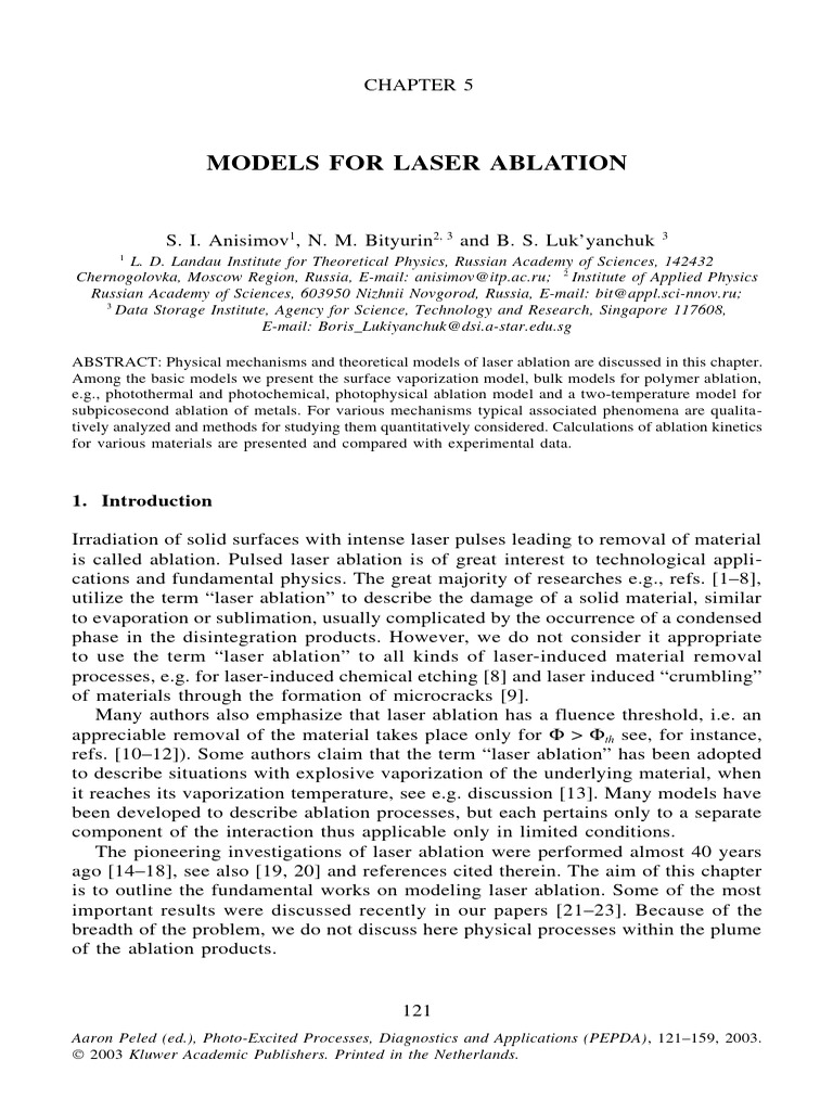 Models For Laser Ablation | PDF | Ablation | Polymers