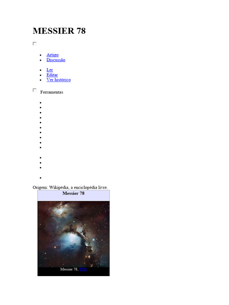 Messier 78 | Download grátis PDF | Objetos astronômicos | Estrelas