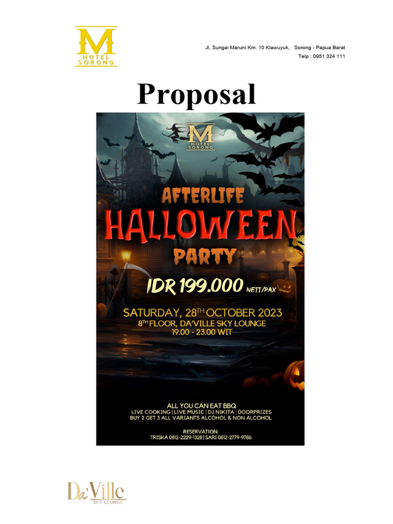 Proposal Pesta Halloween M Hotel Sorong | PDF