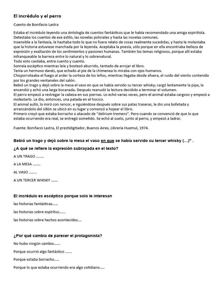 El Incrédulo y El Perro | PDF