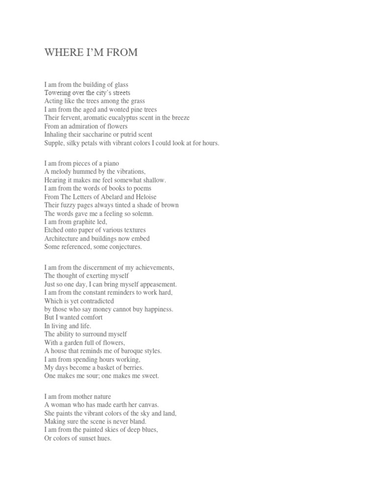 Where I'm From - Poem | PDF