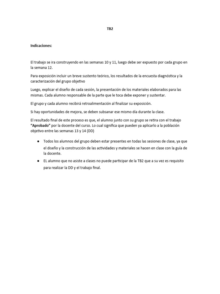 TB2 - Indicaciones para La Exposición en Clase | PDF