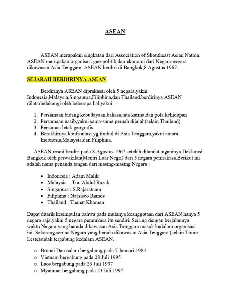 Asean Dan Pbb | PDF