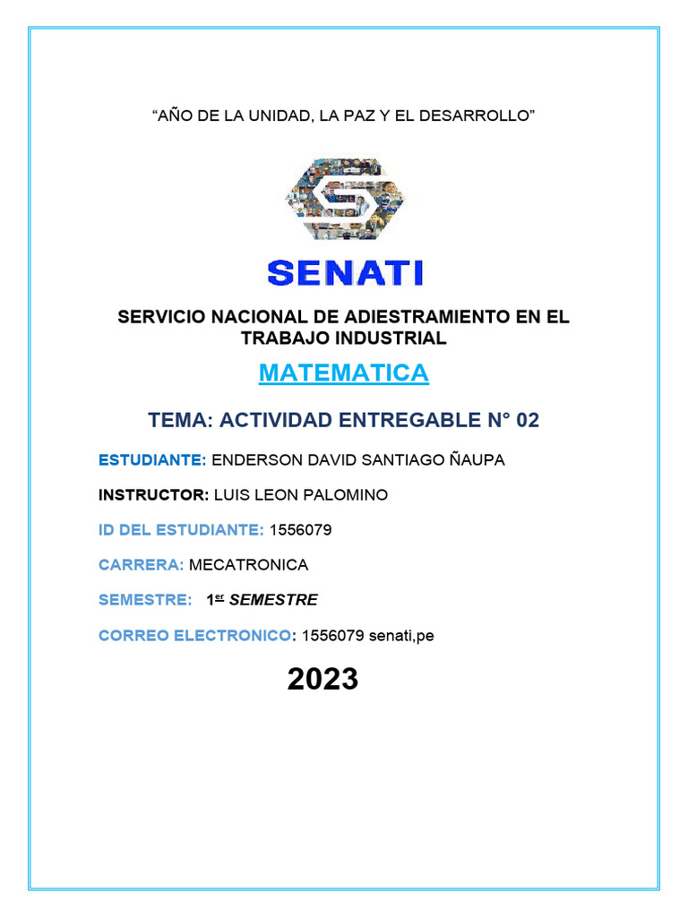 TEMA DE MATEMATICA ENTREGABLE 2 Santiago | PDF