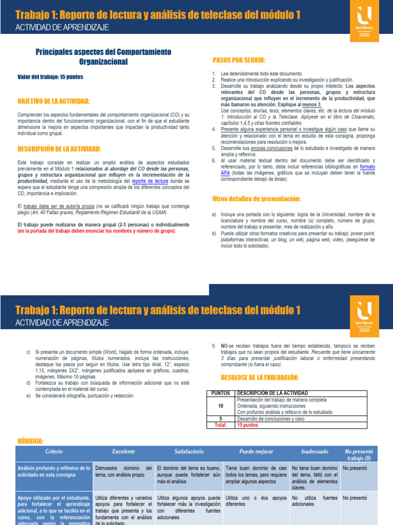 Trab 1 - Co - Semana 4 - Mod 1 | PDF | Cognición | Aprendizaje