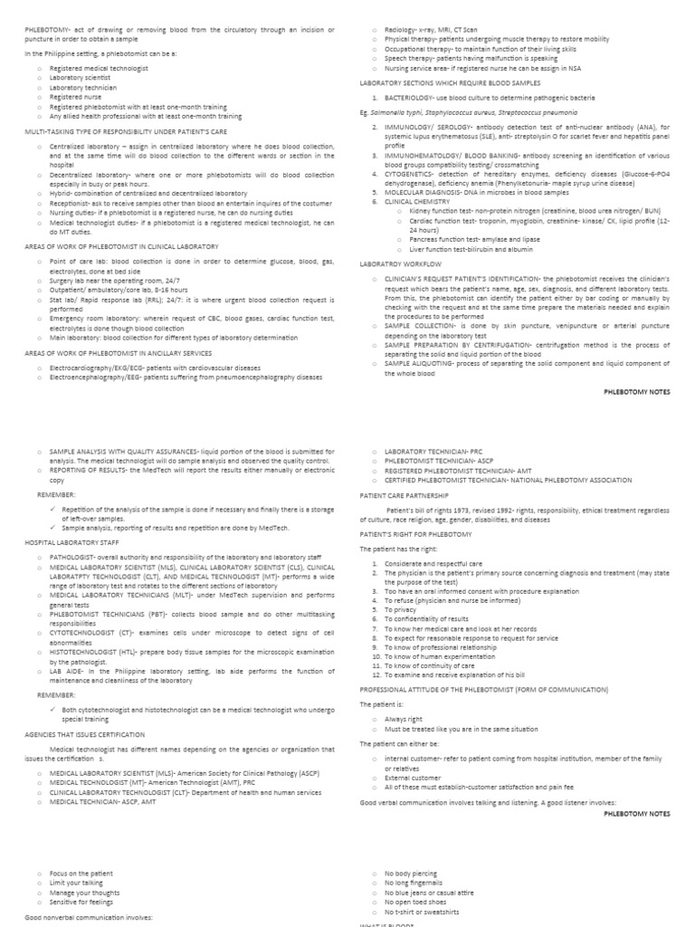Phlebotomy Sop | PDF | Coagulation | Blood