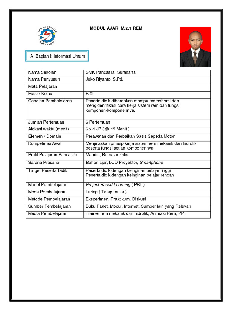 PSSM - Xi - Joko Riyanto - Modul - Rem | PDF
