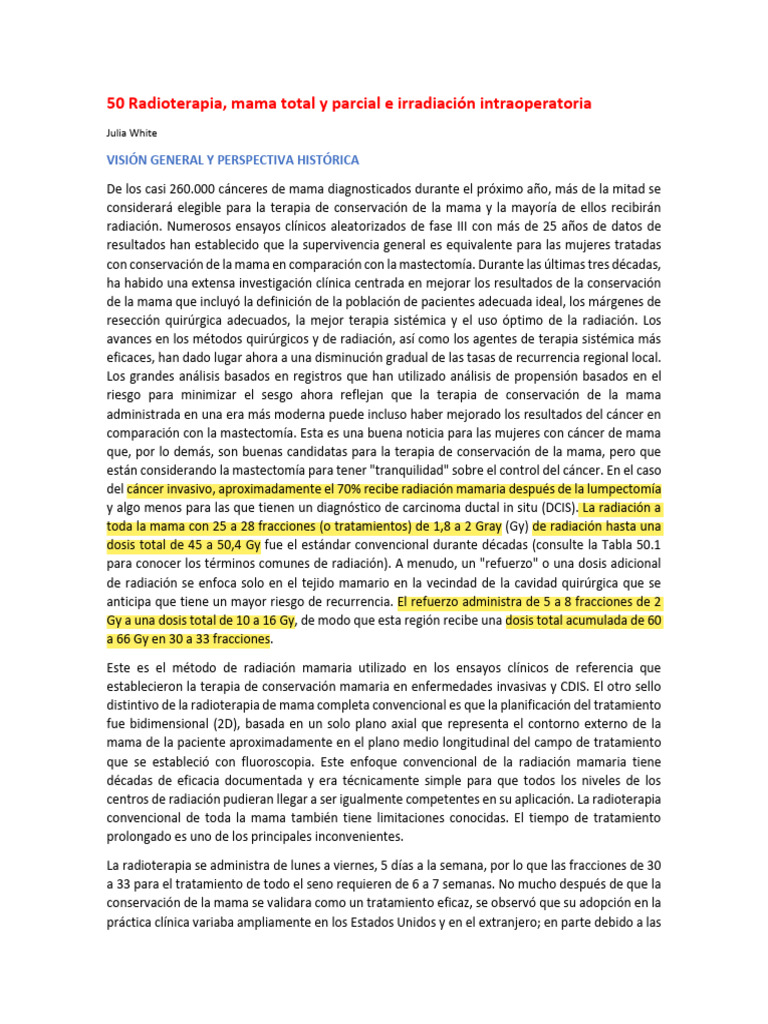 50 Radioterapia | PDF | Terapia de radiación | Cáncer de mama