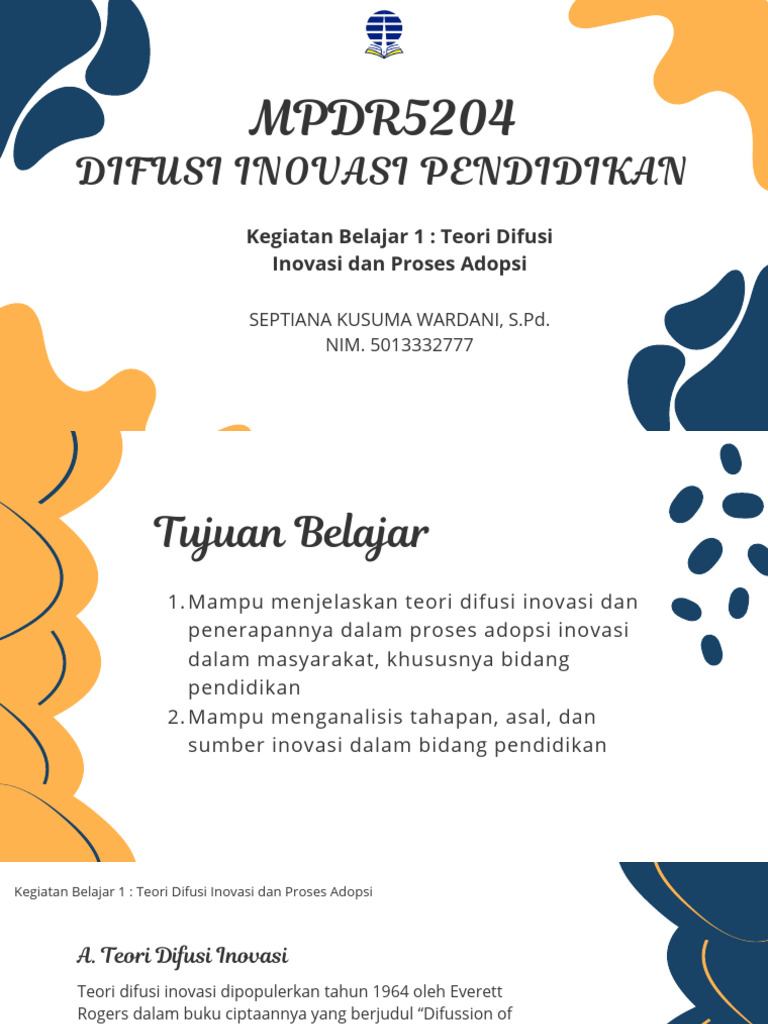 Presentasi Difusi Inovasi Pendidikan | PDF | Karier & Perkembangan