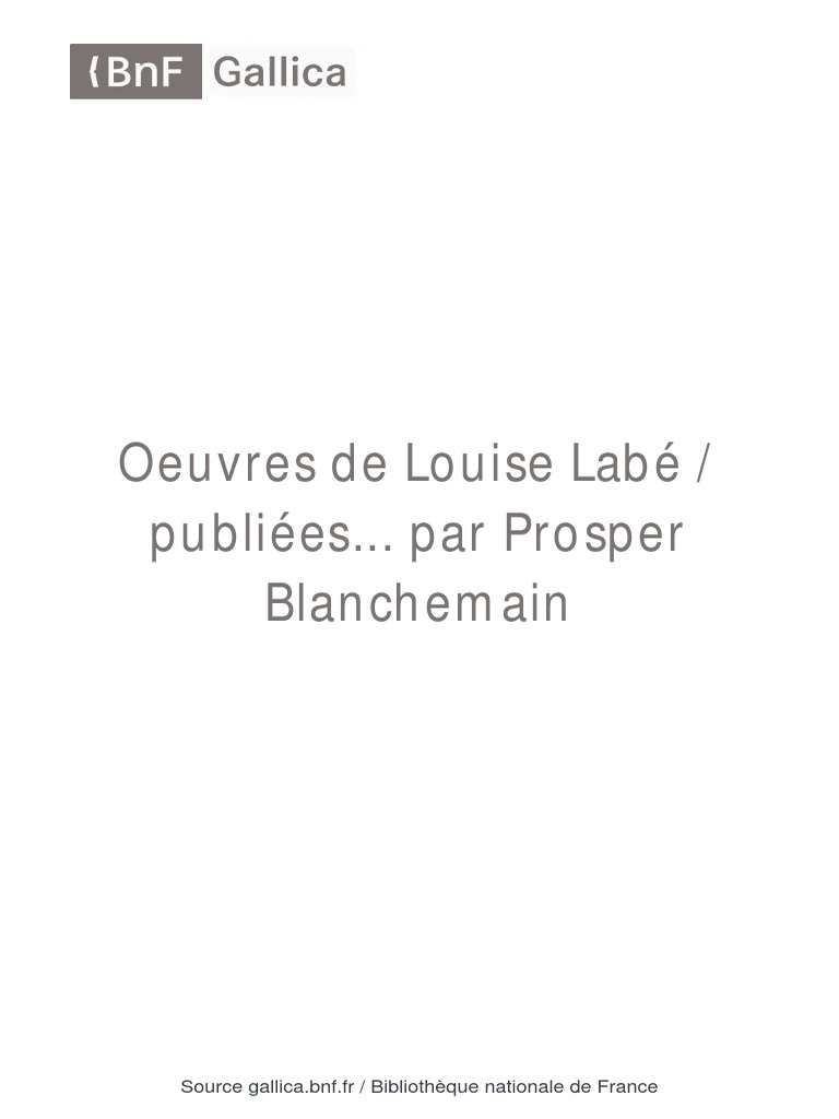 Labé, Louise. Oeuvres. | PDF | Justice | Crime et violence