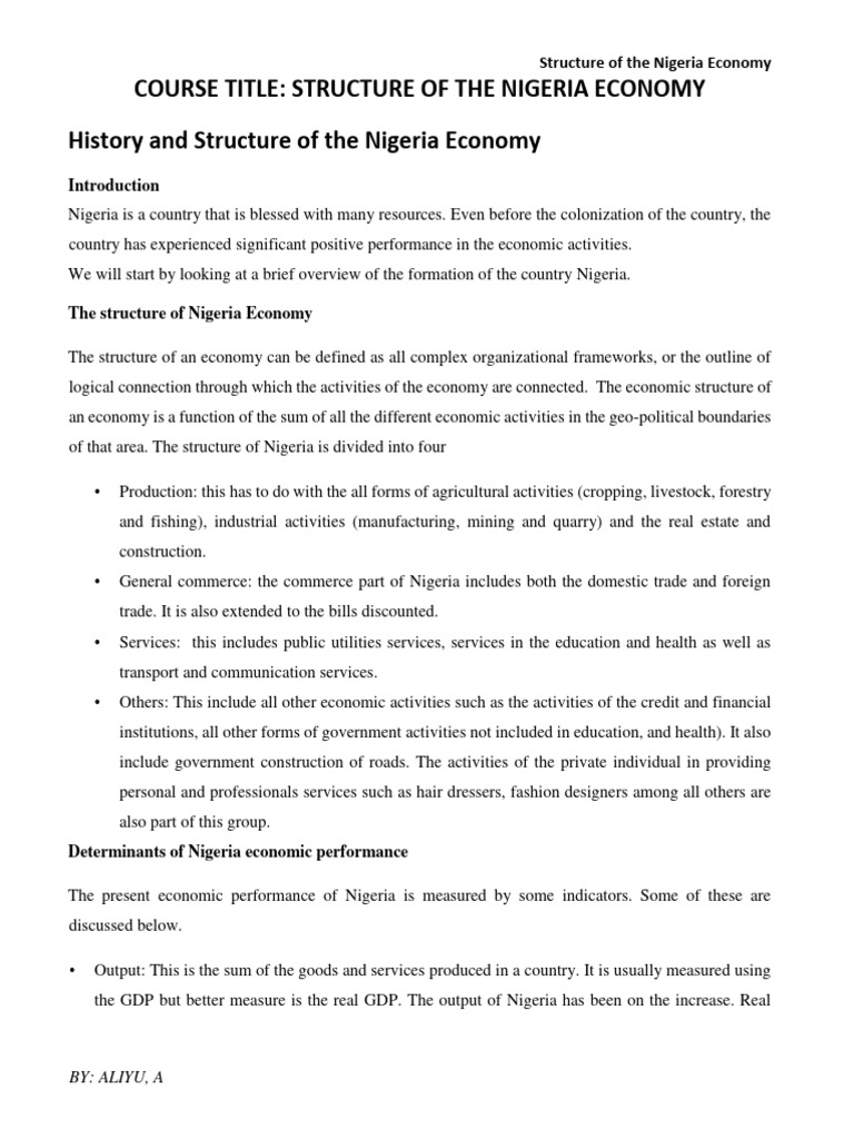 Structure of Nigeria Economics | PDF | Agriculture | Economic Growth