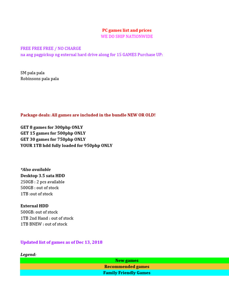 ESP PC Games List | PDF